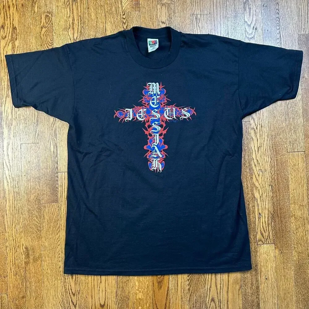 American Vintage | Shirts | Vintage 9s Jesus Messiah Cross Religious T ...